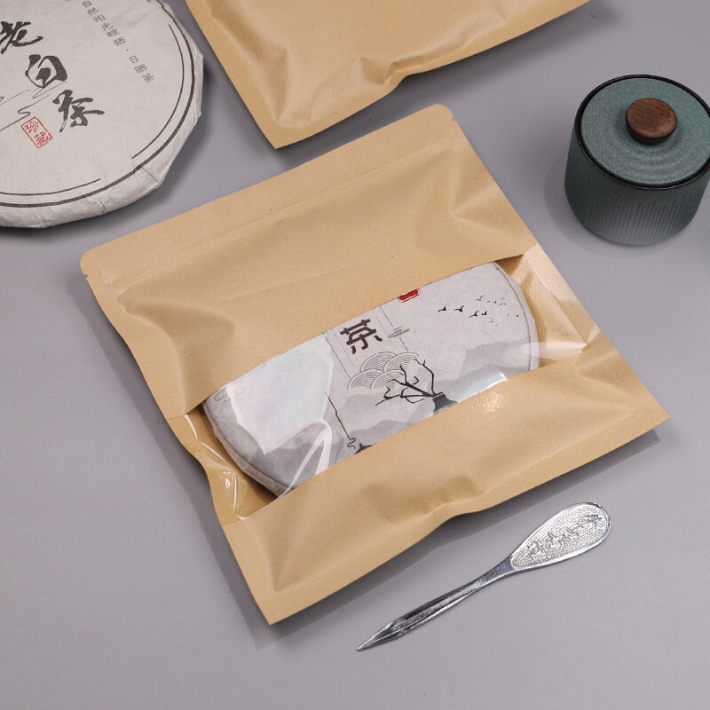 Упаковочный пакет для чайного торта из крафт-бумаги, самозакрывающийся пакет для пуэр фудинга, белый чайный торт, алюминиевый фольгированный герметичный пакет для хранения, сохраняющий свежесть