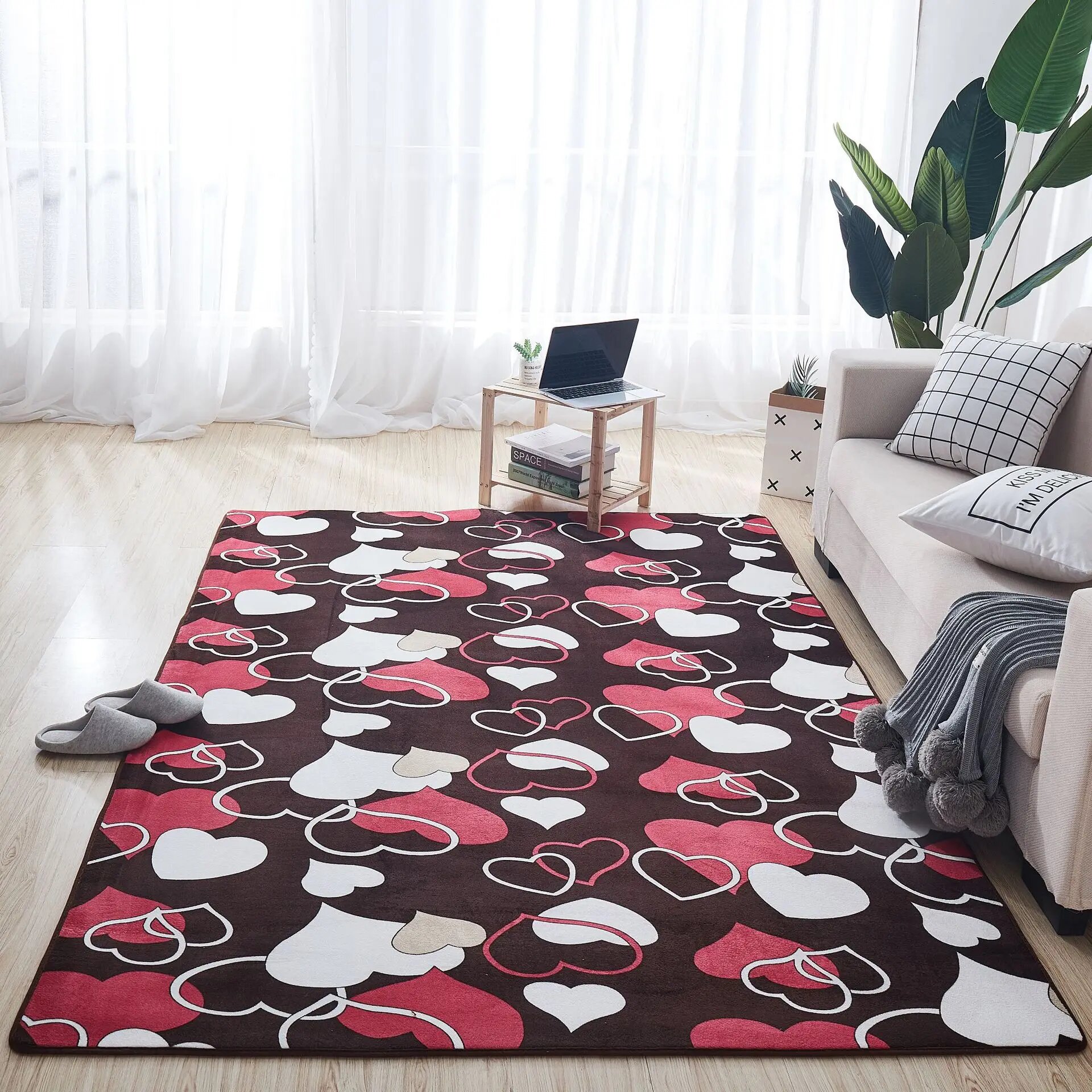 Коврик для пола полиэстер coral Бордовый, 50x80cm, daxin