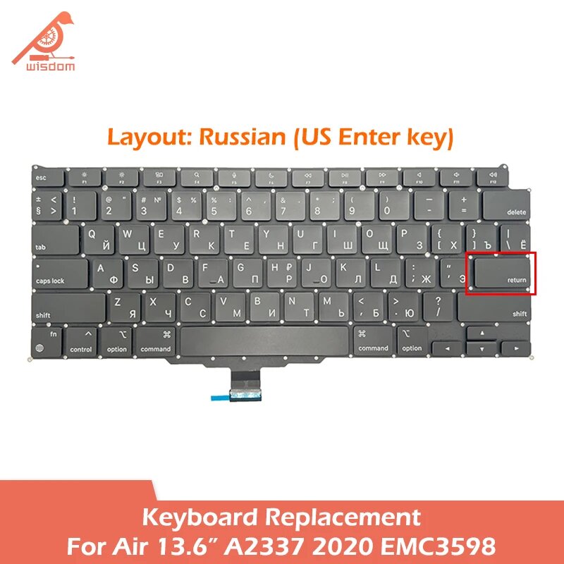 Клавиатура для Macbook Air 13" A2337 WISDOM ROCK черная Russian US