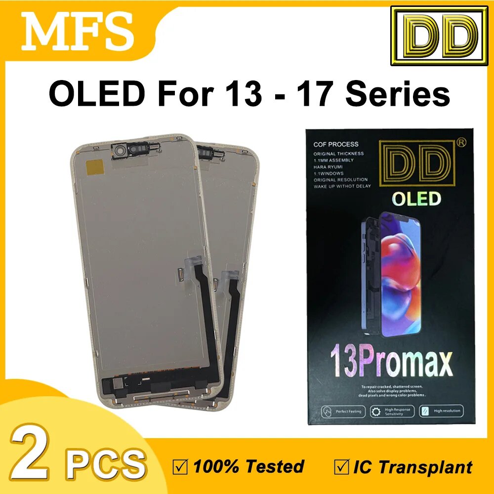 2 шт. OLED-экраны для iPhone 13, 14, 15 Pro Max, сенсорный дисплей для 16, 17 Pro Max, сенсорный модуль в сборе, замена экрана OLED For 17 Pro Max