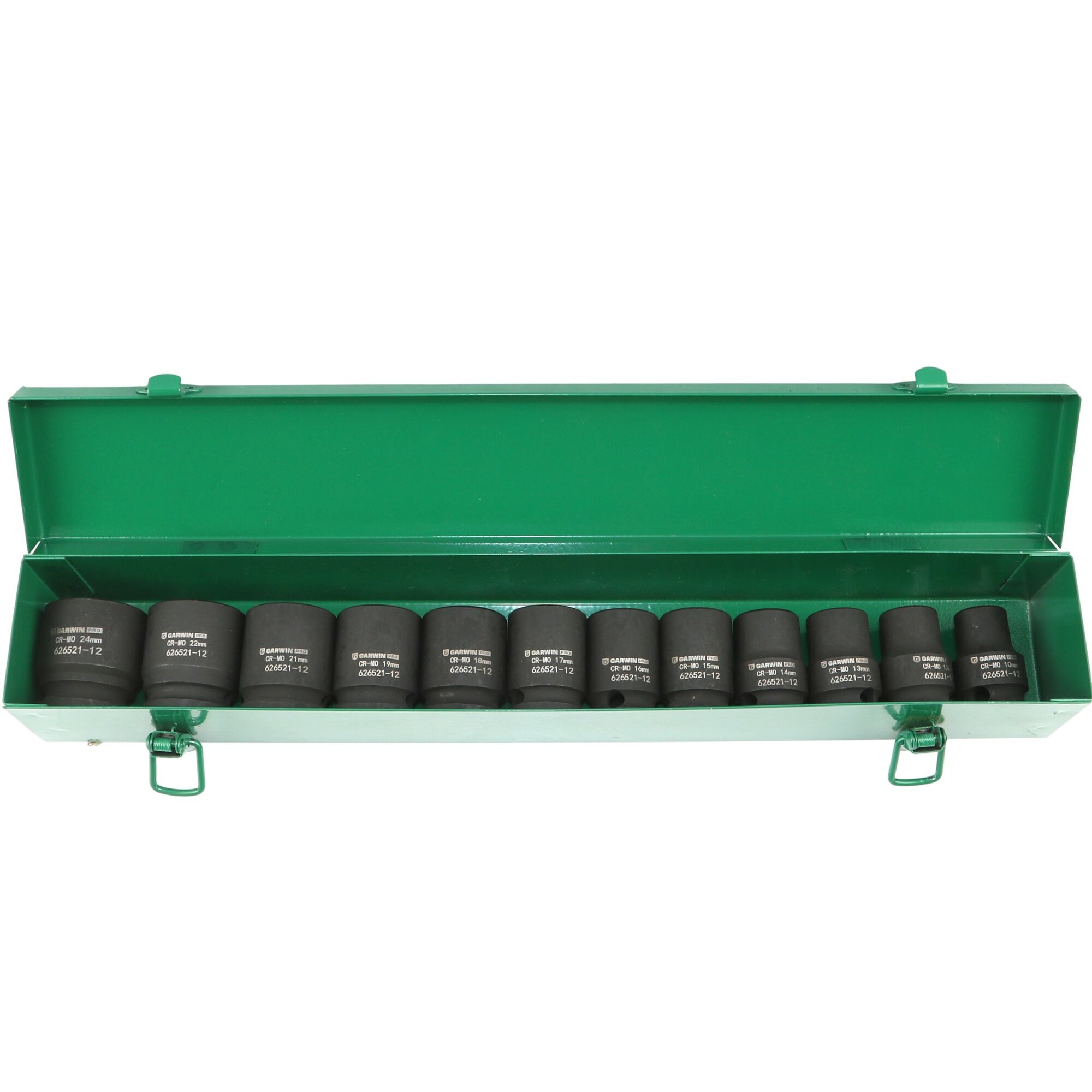 GARWIN PRO 626521-12 Набор ударных головок 38 мм 1/2" 12пр. 10-24 мм в металлическом кейсе