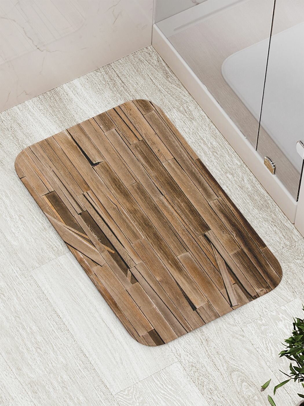 Коврик для ванной комнаты, туалета "Деревянные доски" противоскользящий, 52х77 см, JoyArty