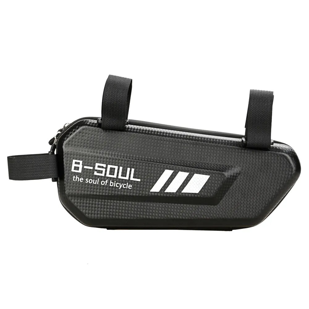 B-SOUL Сумка велосипедная, водонепроницаемая, жесткая конструкция, на раму, 11.5 см, черная — фото 1