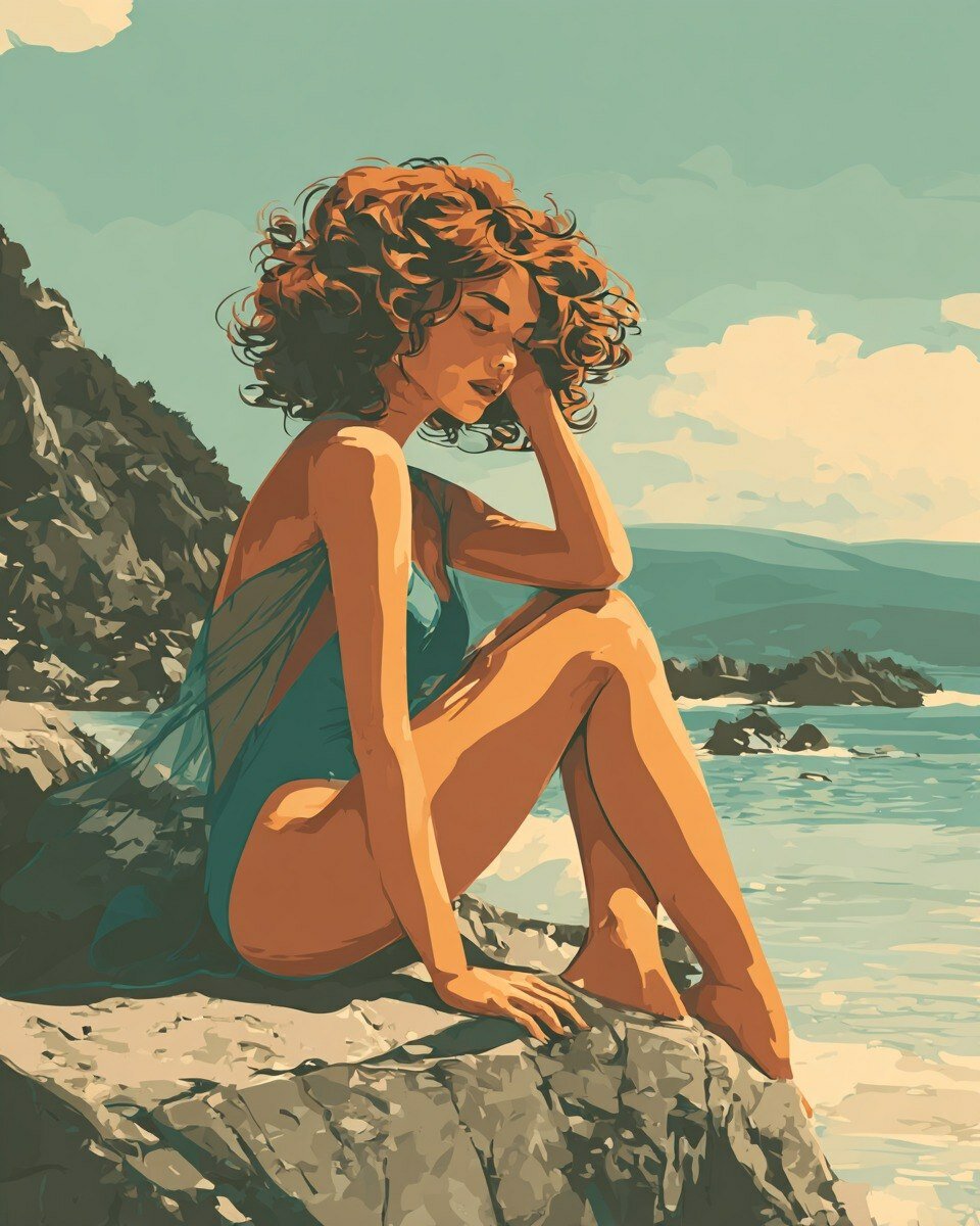 Картина по номерам, 40 x 50, летнее утро, девушка