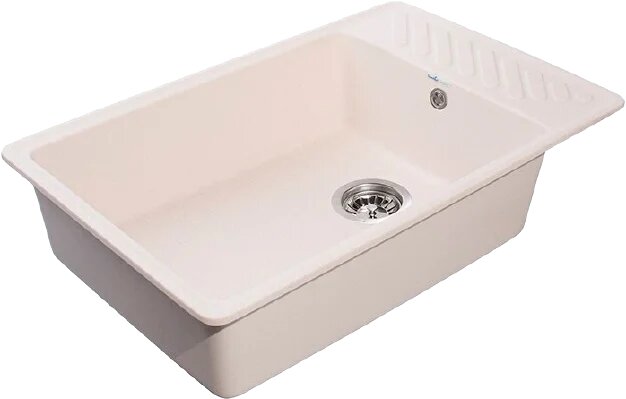 Мойка кухонная GranFest Quarz Z 51 кварцевая, 75x48, прямоугольная, мойка для кухни, белая, с крылом, матовая