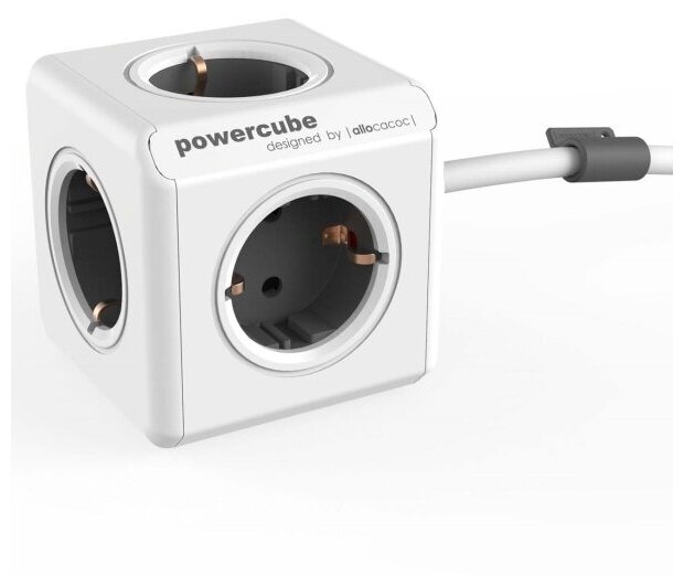 Фильтр сетевой (удлинитель) Allocacoc DesignNest PowerCube Extended GREY 1300GY/DEEXPC, 5 розеток, провод 1,5 метра