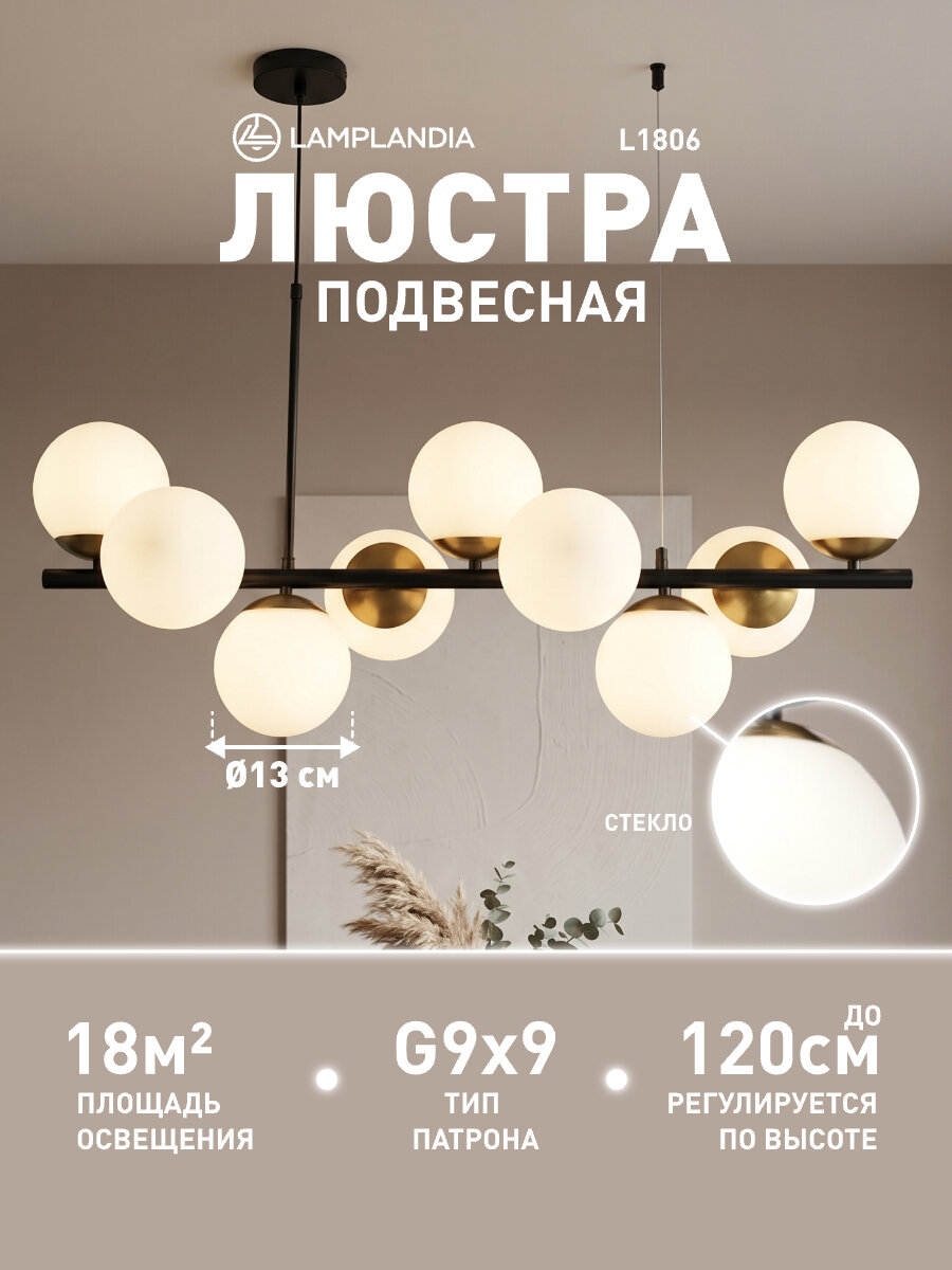 Люстра потолочная подвесная Lamplandia L1806 GLOBULE PENDANT BLACK, G9*9 макс 5Вт