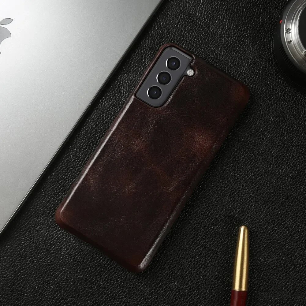 Коричневый чехол для Samsung Galaxy S23 FE из натуральной кожи