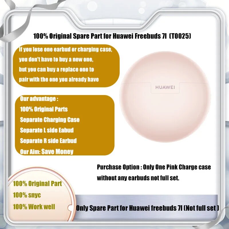 Запасная зарядка Huawei Freebuds 7i, Pink