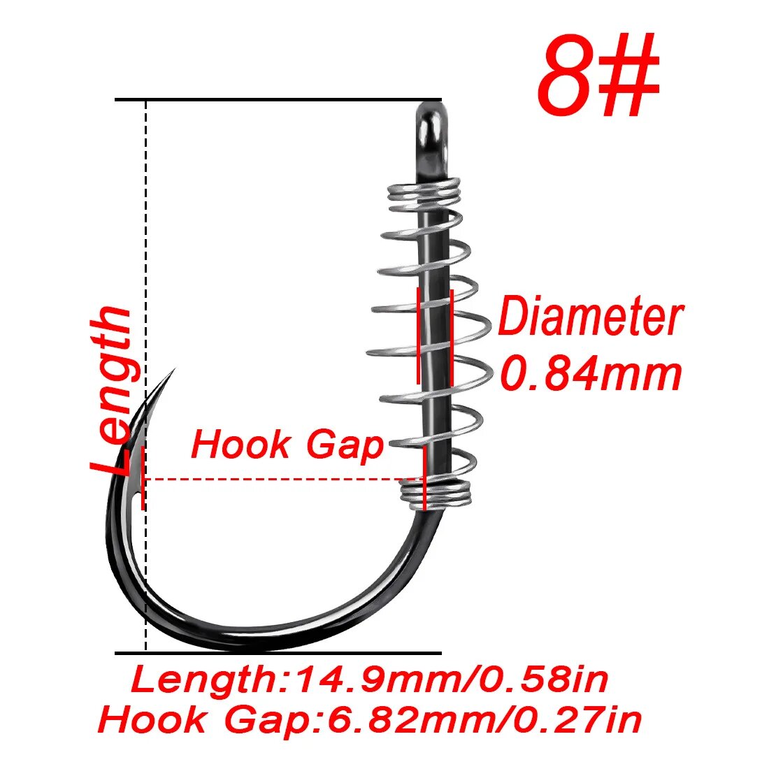 FishTrip Пружинные крючки из высокоуглеродистой стали 20-80 шт. 20pcs, Size 8