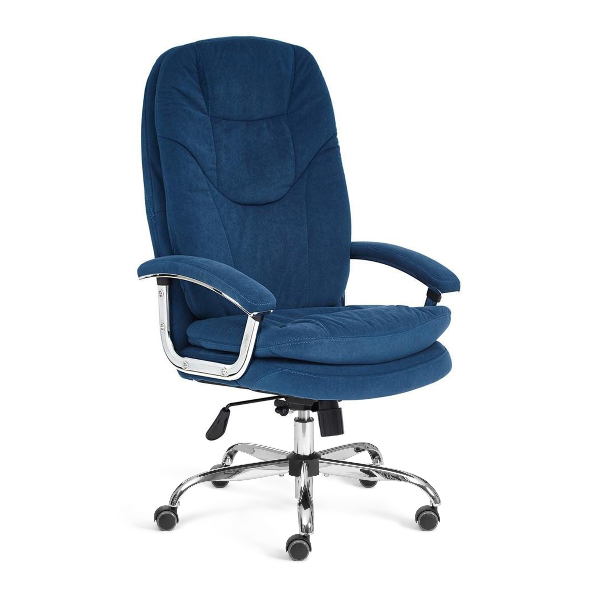 Кресло компьютерное TetChair для руководителя, обивка флок, синее, хромированная крестовина, до 120 кг