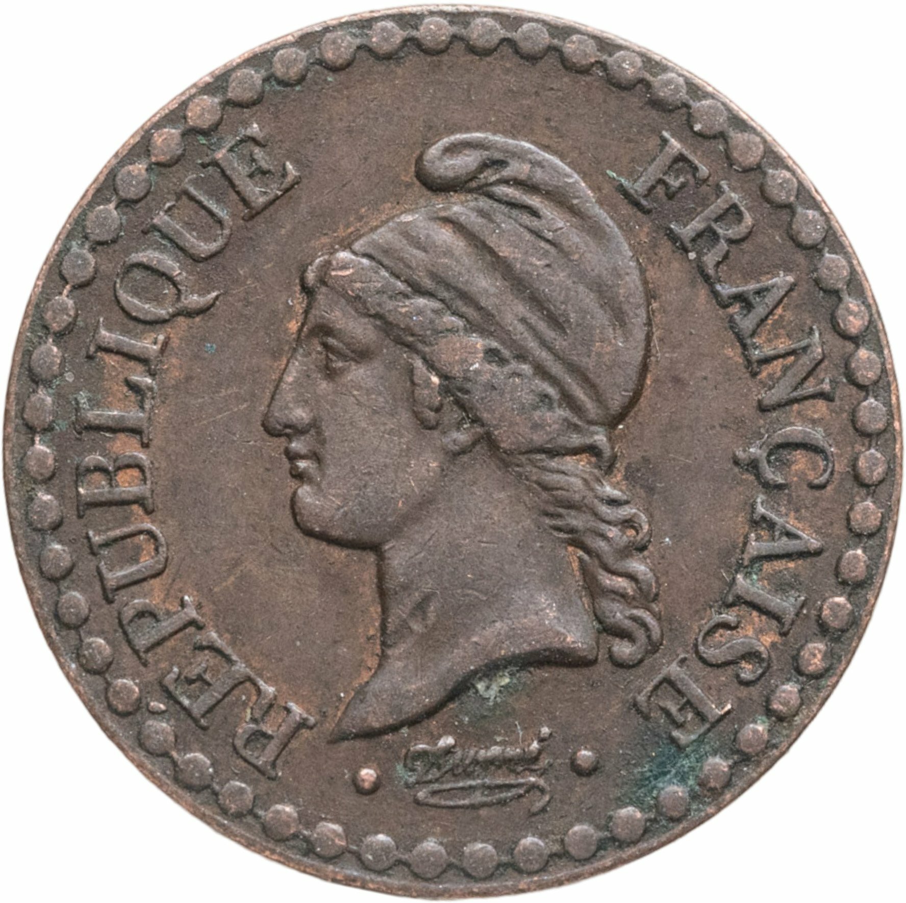 Франция 1 сантим centime 1848, Бронза, в сохранности XF