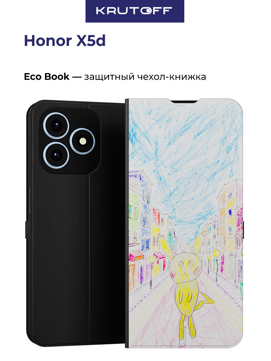 Чехол-книжка Krutoff Eco Book для Honor X5d Покемон (черный)