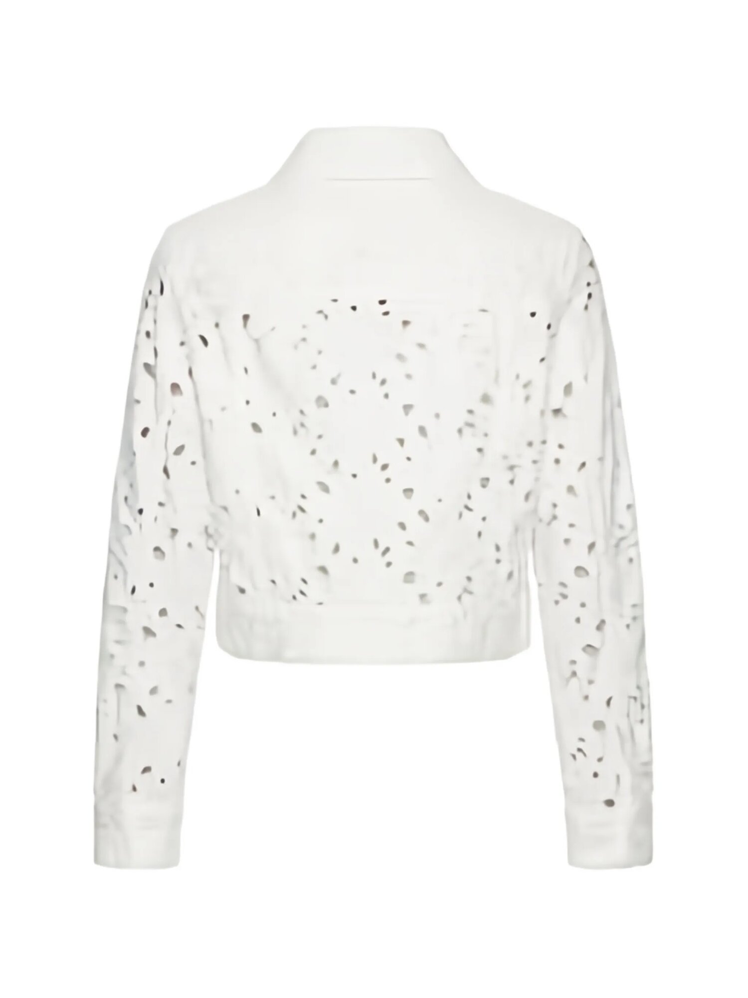 Куртка Alice+Olivia Chloe laser-cut classic-collar denim jacket, размер 32, бежевый/белый — фото 1