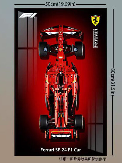 Рамка держатель для Technic Ferrari SF-24 F1 ,50х80 см для модели автомобиля для конструктора настенная рамка