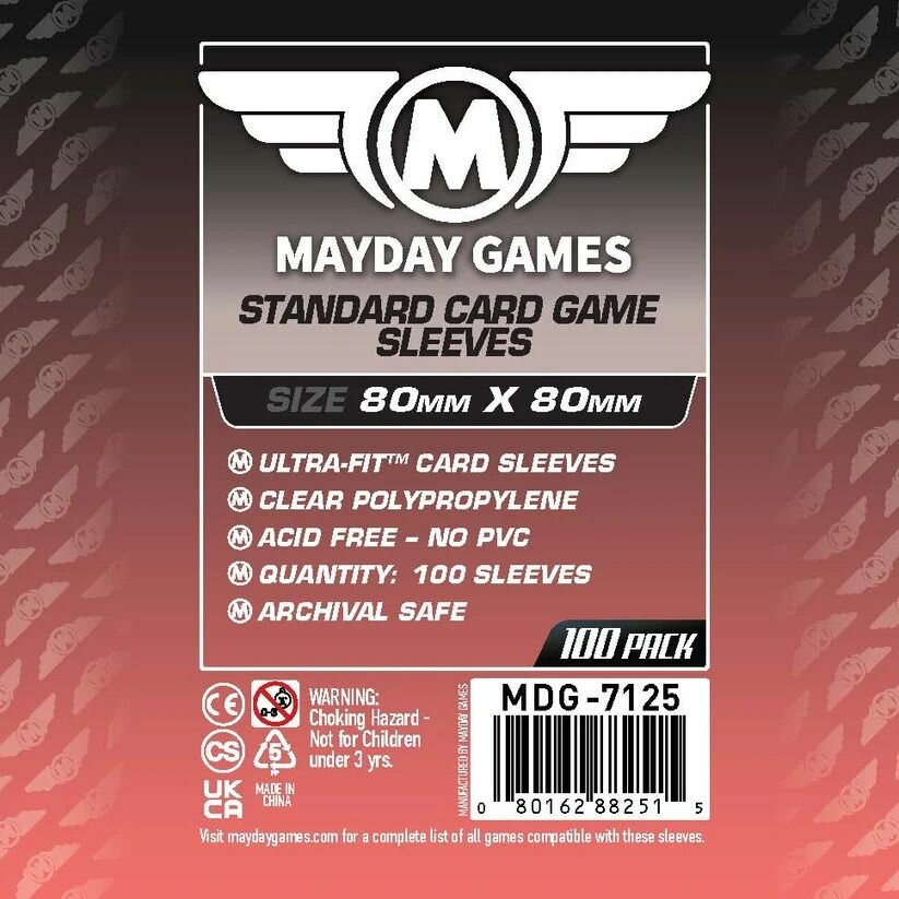 Прозрачные протекторы для карт Mayday 80x80 100шт.