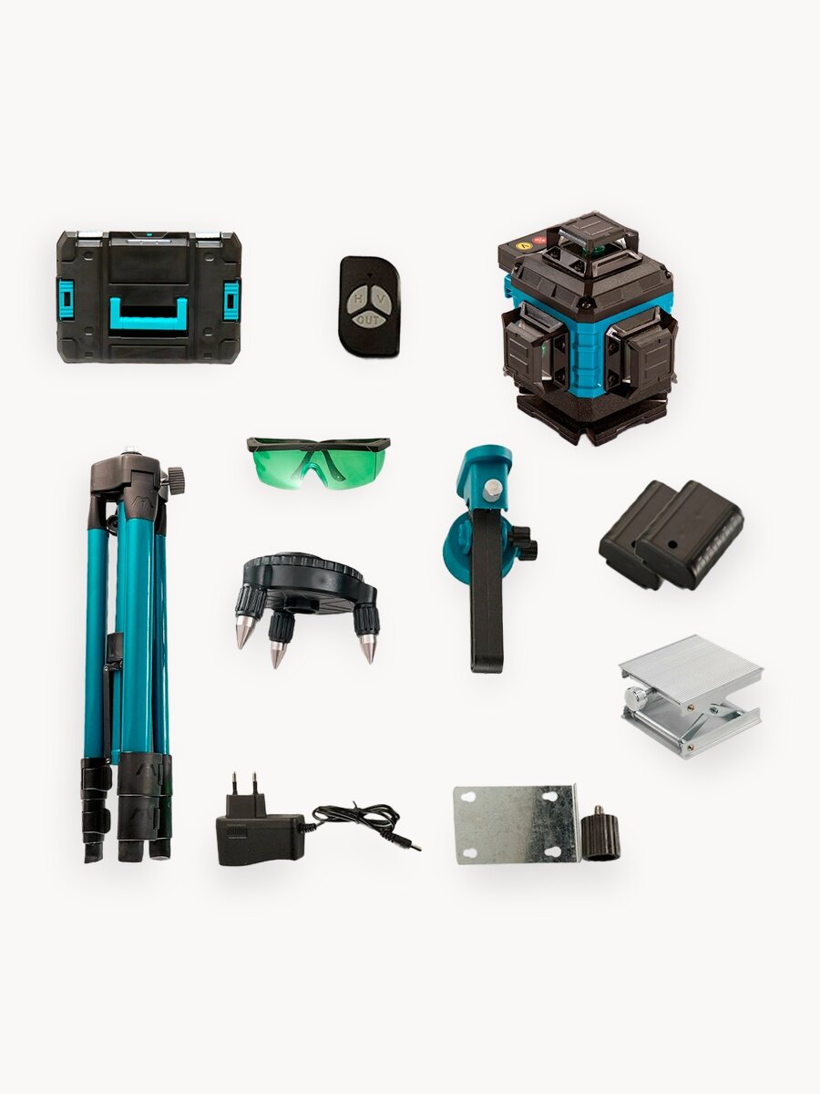 Лазерный уровень 4D нивелир 16 лучей / строительный / 12 предметов