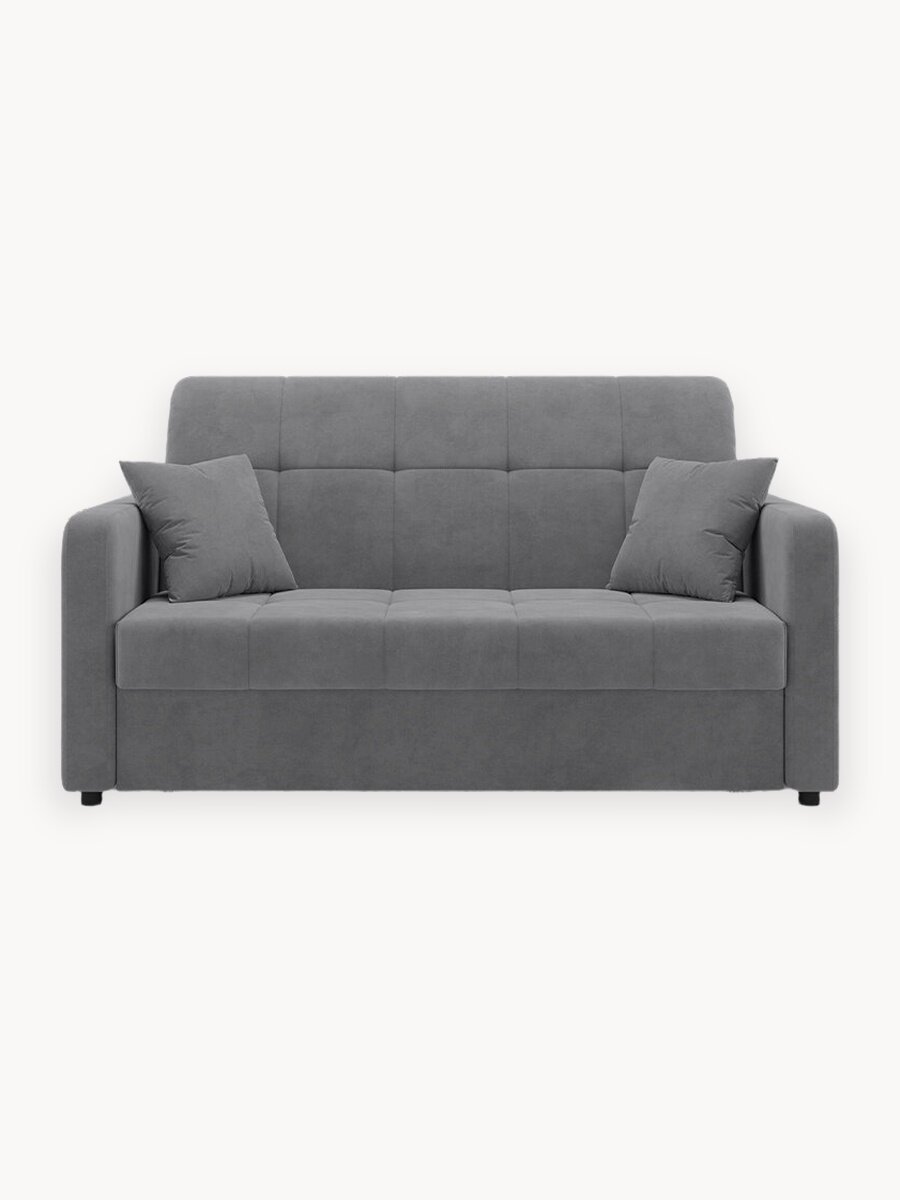 Диван-кровать раскладной Прямой на металлокаркасе, Аккордеон, независимые пружины, 140х200спальное место, Порту, серый