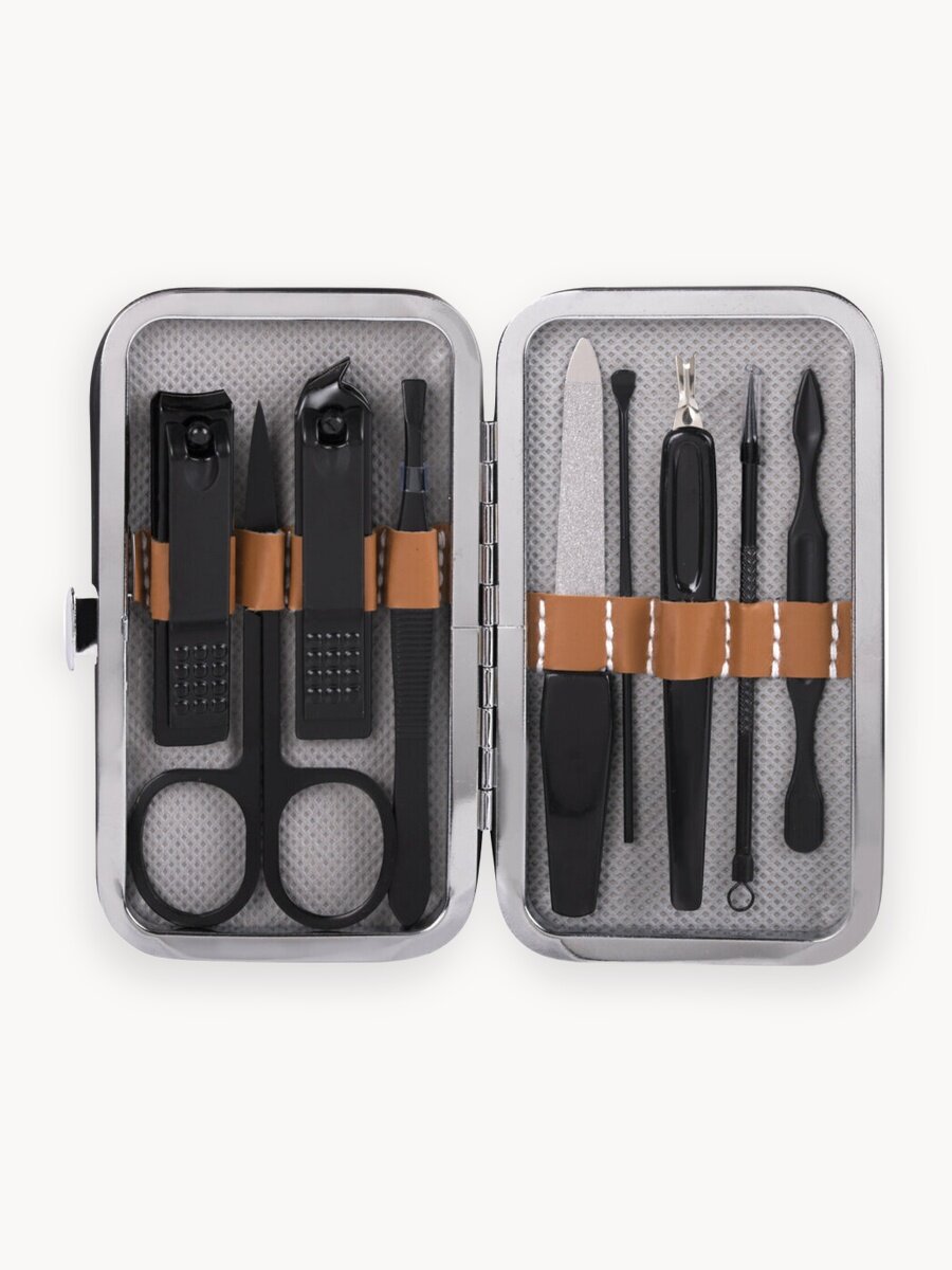 Профессиональный набор для маникюра и педикюра, набор подарочный 9 в 1 в футляре, черный, WBZ (ВБЗ) Mini, 609491