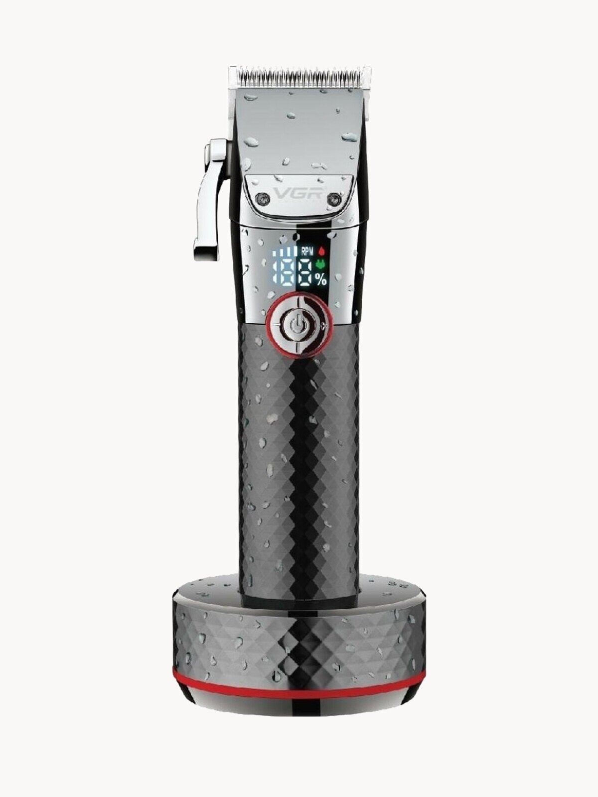 Профессиональная машинка для стрижки волос Barber V-682 с базой для зарядки/Аккумулятор 2500 мАч/4 скорости/Самозатачивающееся лезвие/LED индикатор