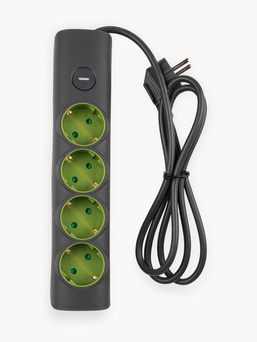 Удлинитель электрический, сетевой фильтр, с заземлением и выключателем, Jazzway ET-04-300G, 4000 Вт