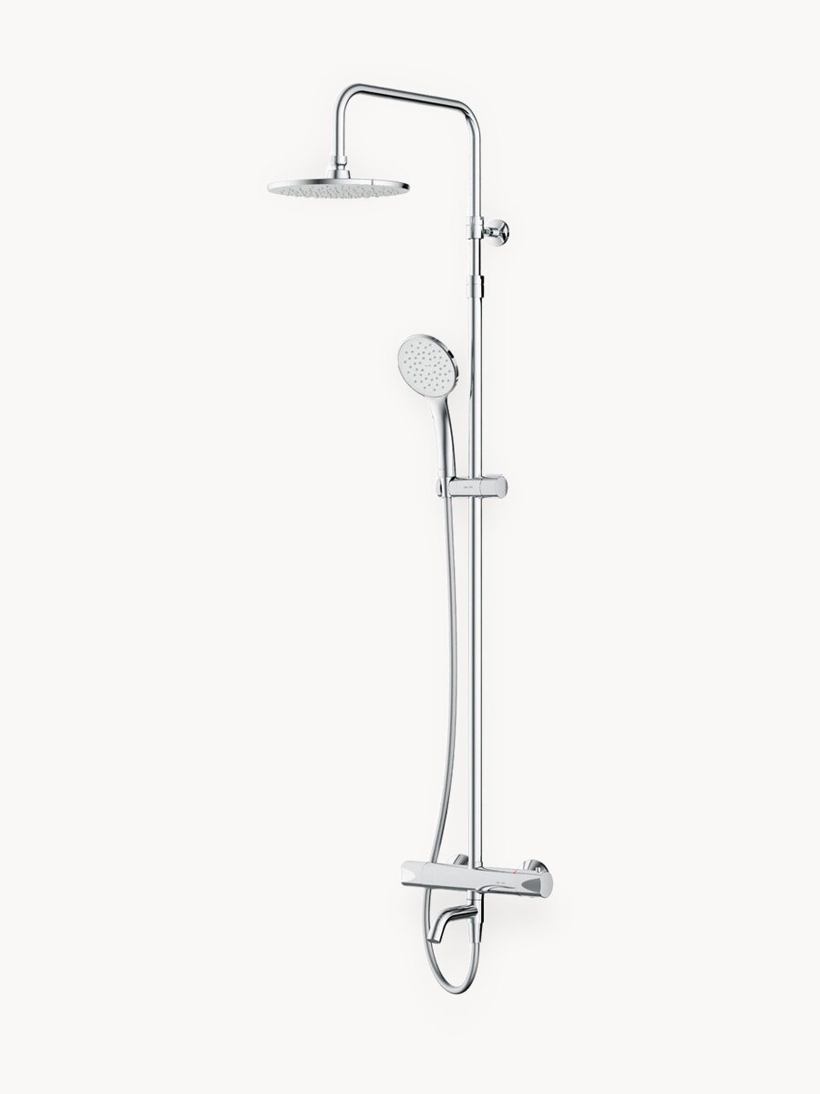 Душевая система с тропическим душем AM.PM Crave хром, смеситель для ванны с термостатом, складной излив