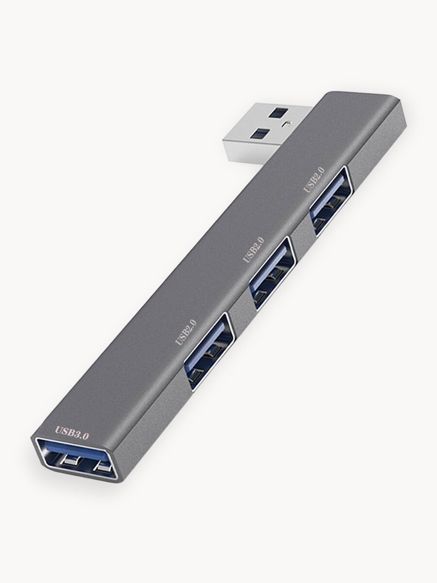 USB-HUB разветвитель 4-Port на 1 USB 3,0 и 3 USB 2,0, тройник USB, корпус метал.