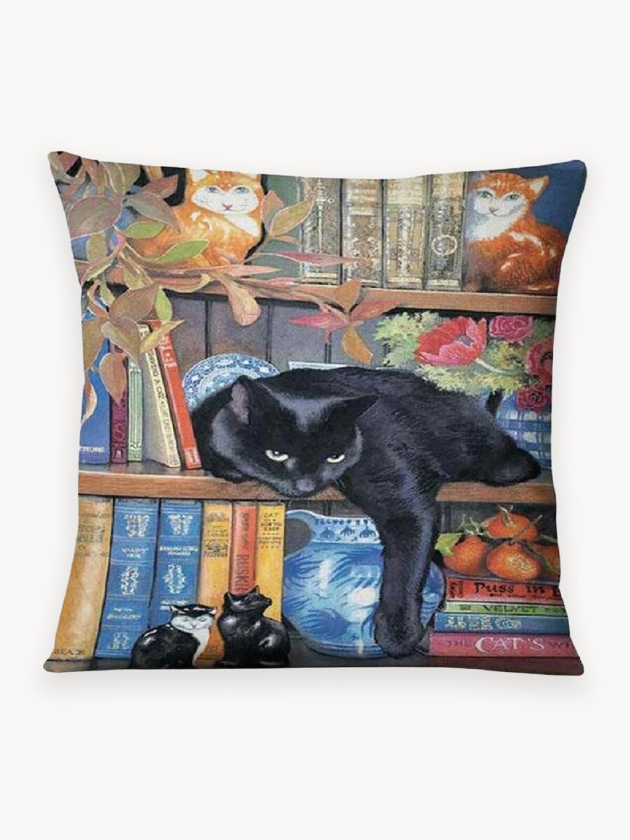 Чехол для подушки Кот Персик велюр 40х40