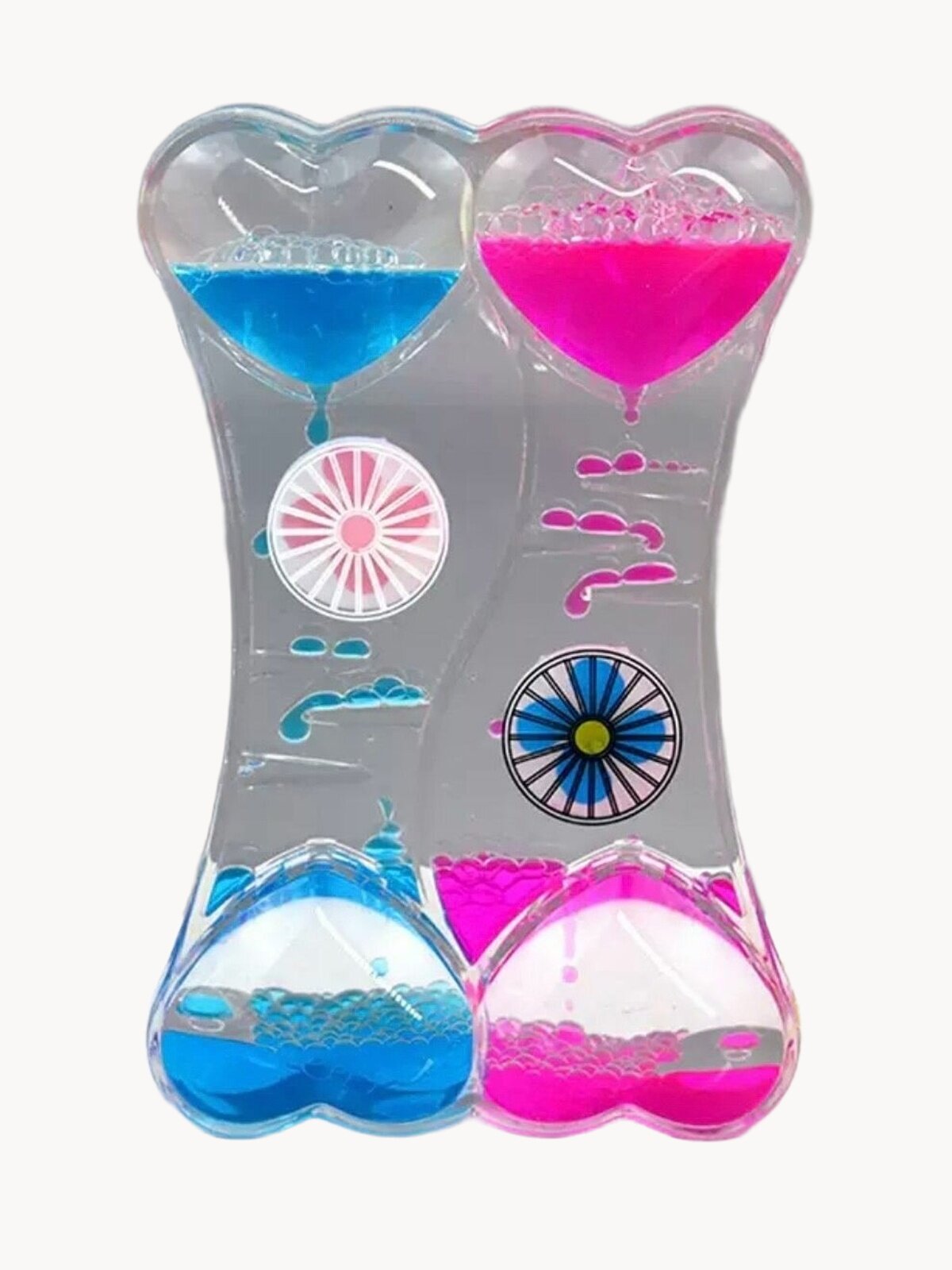 Часы песочные "Гелевые сердечки" антистресс, пластик, 2 минуты, голубые/розовые