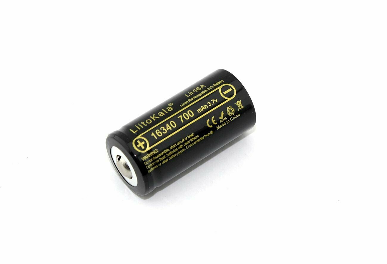 Аккумулятор типа 16340 Li-Ion LiitoKala Lii-16A (CR123A) 700mAh, 3.7V