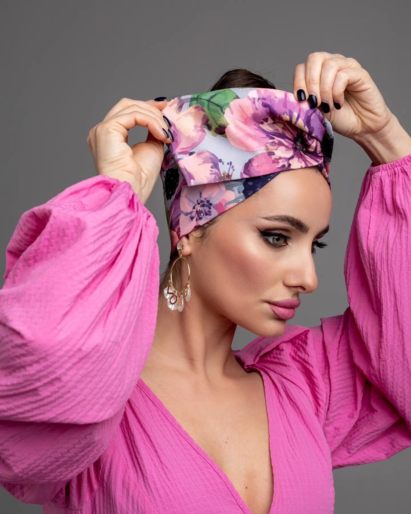 Гибкая повязка на голову must_be_style, ручная работа, итальянский хлопок, цветочный принт