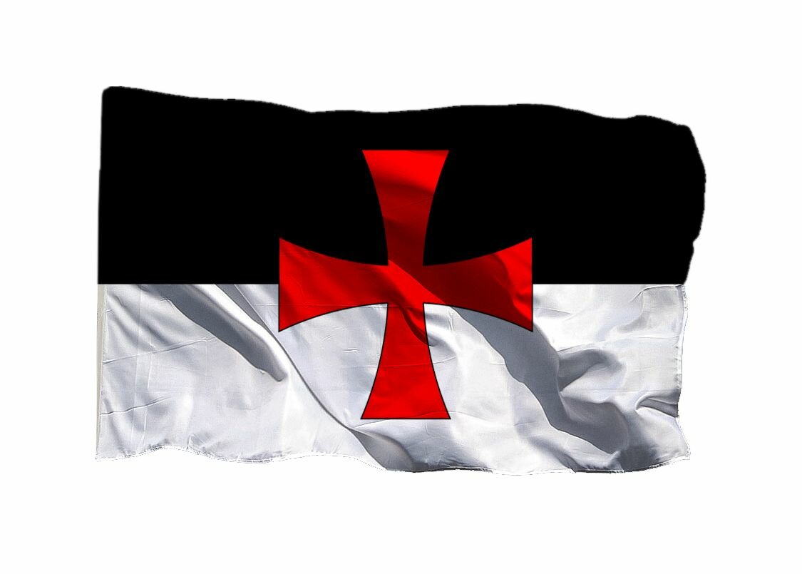 Флаг ордена тамплиеров 90х135 см на шёлке для ручного древка