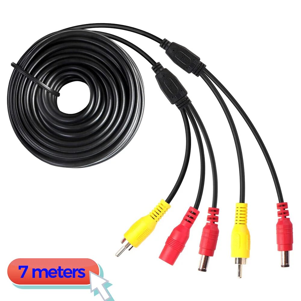 Кабель RCA для камеры заднего вида и монитора DC2.1, удлинитель для автомобильного 7m cable