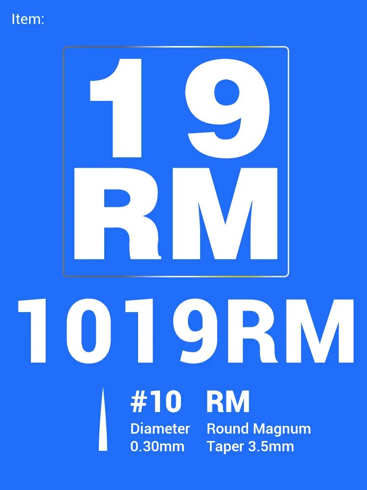 STIGMA Иглы для татуировки картридж Magnum Shader 20 шт. 1019RM-0.3mm, 50pcsWhite