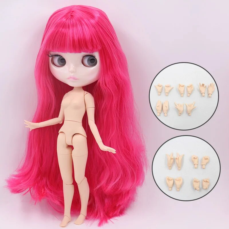 Blythe кукла 1/6, розовый, carved lips glossy