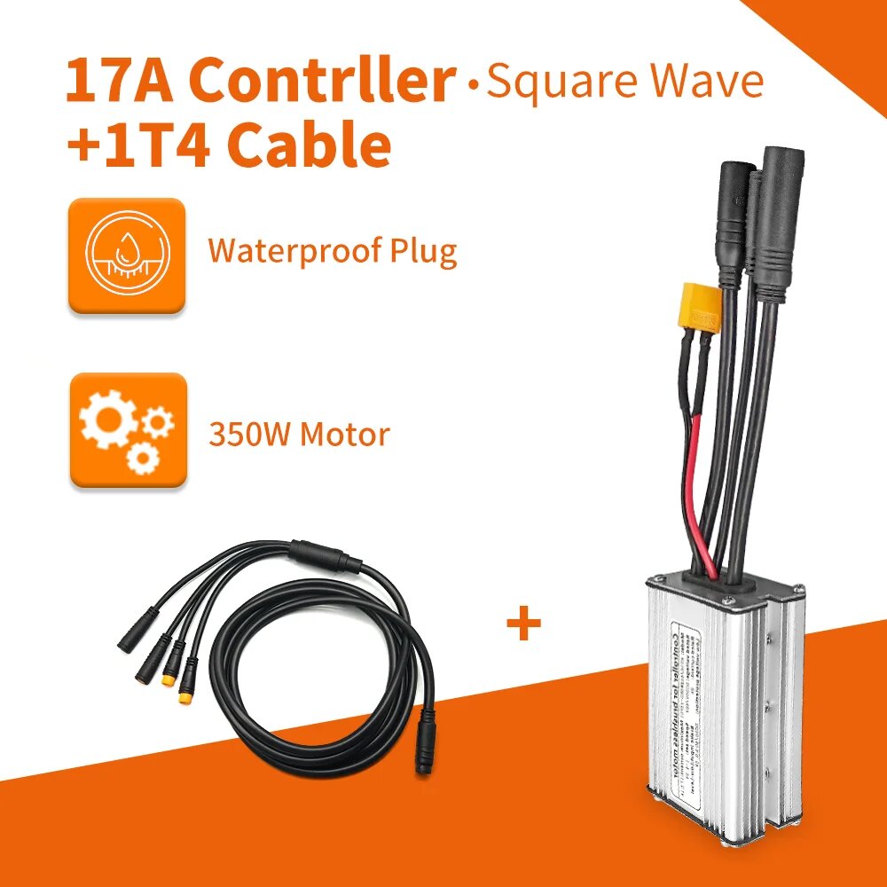 Контроллер электрического велосипеда KunTeng 36 В 48 В XT60 водонепроницаемый бесщеточный 250 Вт 350 Вт 500 Вт 1000 Вт аксессуары для электровелосипеда с кабелем 1T4