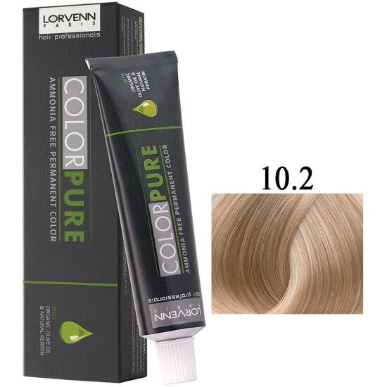 Краска для волос безаммиачная Lorvenn Color Pure, тон 10.2