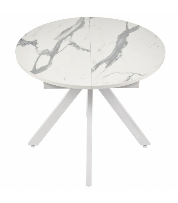 Стол Rudolf круглый раскладной 90-120, Белый мрамор, Белый