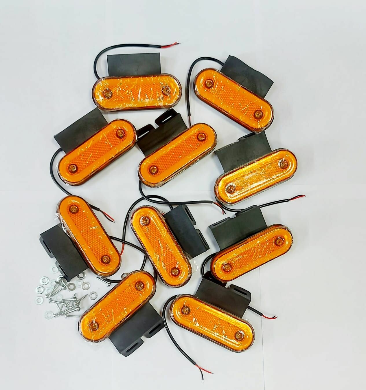 Фонарь габаритный с кронштейном 12-24В, оранжевый, 10шт, 120х80х30мм боковые огни, маркерный габарит