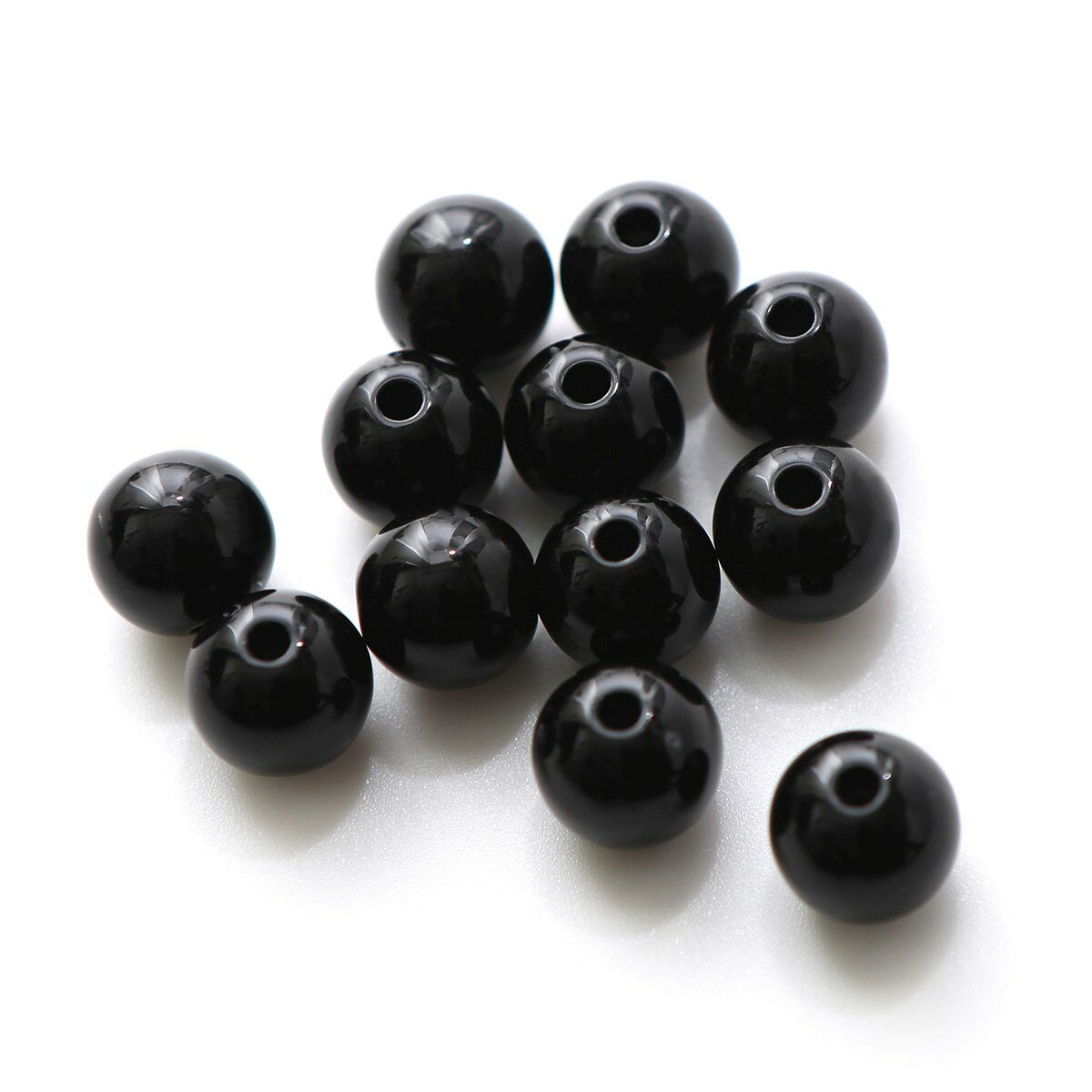 Бусины акриловые/пластиковые круглые 60 шт, цвет черный, 10 мм