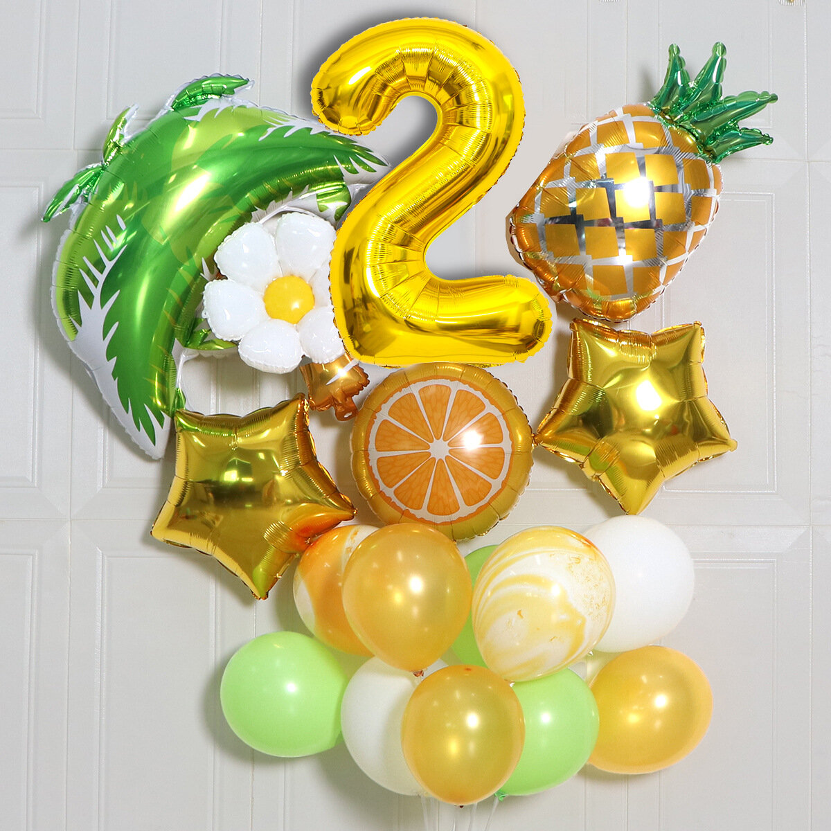 Воздушный шар "Фруктовый", для дня рождения, алюминиевый, цифровой, ананас