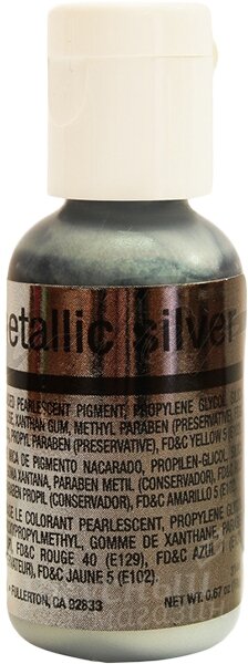 Краска сияющая Серебряная Metallic Silver Chefmaster, 18 гр. (Набор из 3 шт.)