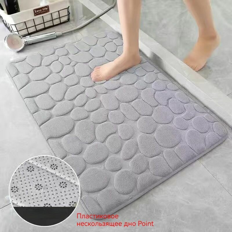 Коврик для ванной комнаты из микрофибры, противоскользящий для ванны и туалета на силиконовой основе, прямоугольный, темно-серый, 50х80 см ft