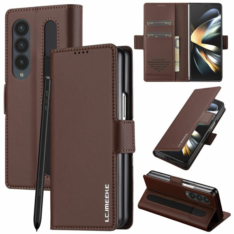 Кожаный чехол LCIMEEKE / MyPads для Samsung Galaxy Z Fold 4 5G (Самсунг Галакси З Фолд 4 5G), защитный флип-чехол