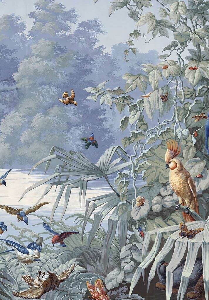 Фотообои Попугай в райском саду 14-564-M-Флок 270 x 300 см (ВхШ) Бесшовные, флизелиновые, влагостойкие обои MasterFresok