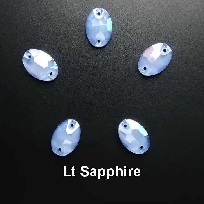 Голубые овальные стразы 10x14 мм, 20 шт, A6 Lt Sapphire