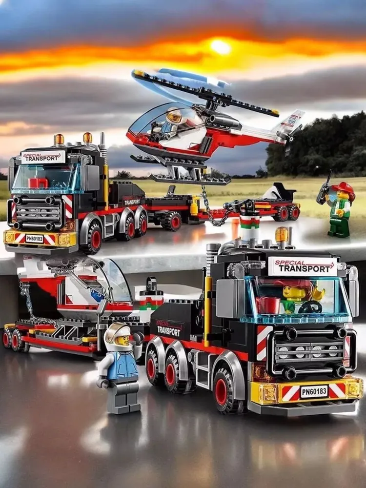 Конструктор "Кибертрак-грузовик и вертолет,", 310 элементов, желтый, от 3 лет, для мальчиков и девочек