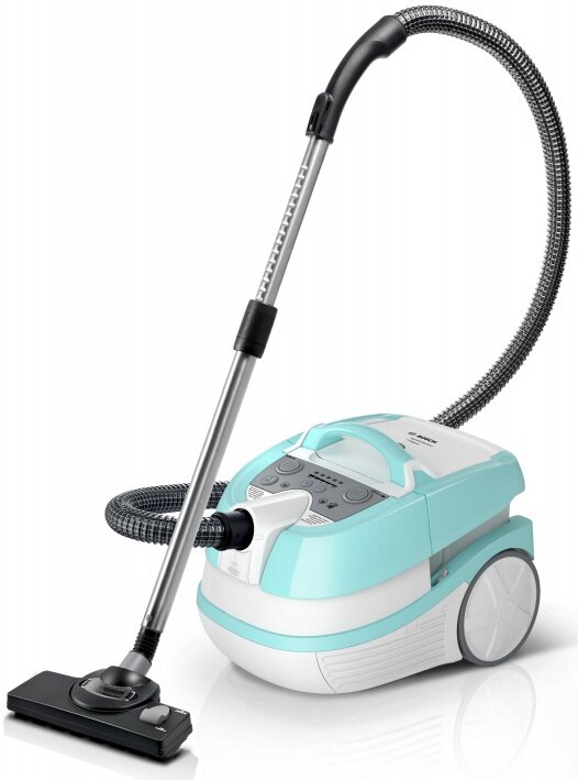 Пылесос Bosch BWD420HYG, AquaFilter, 2000 Вт, телескопическая труба, голубой