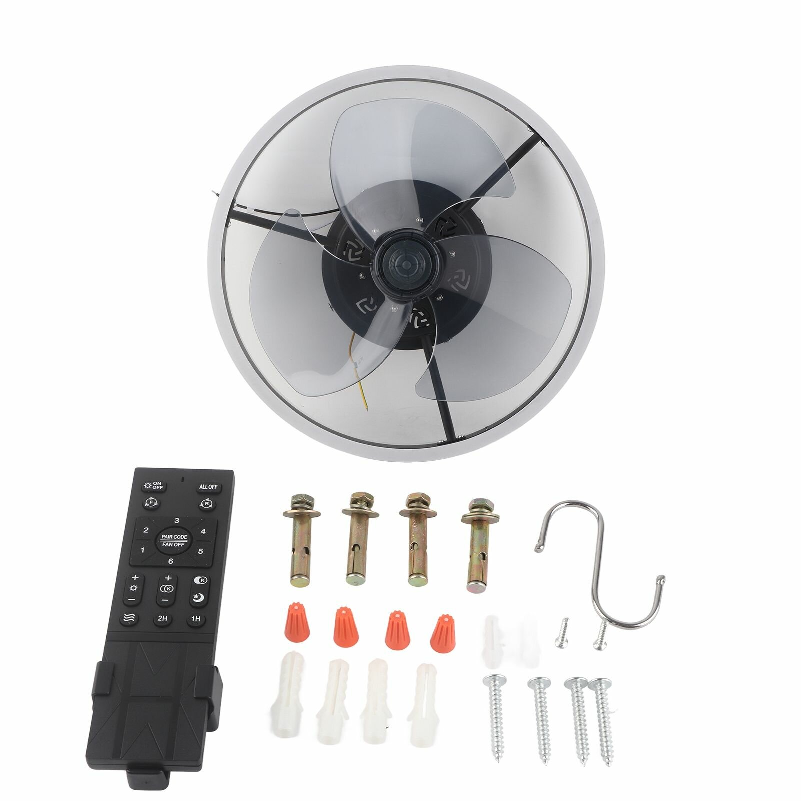 Потолочный вентилятор с LED-лампой, три цвета, дистанционное управление