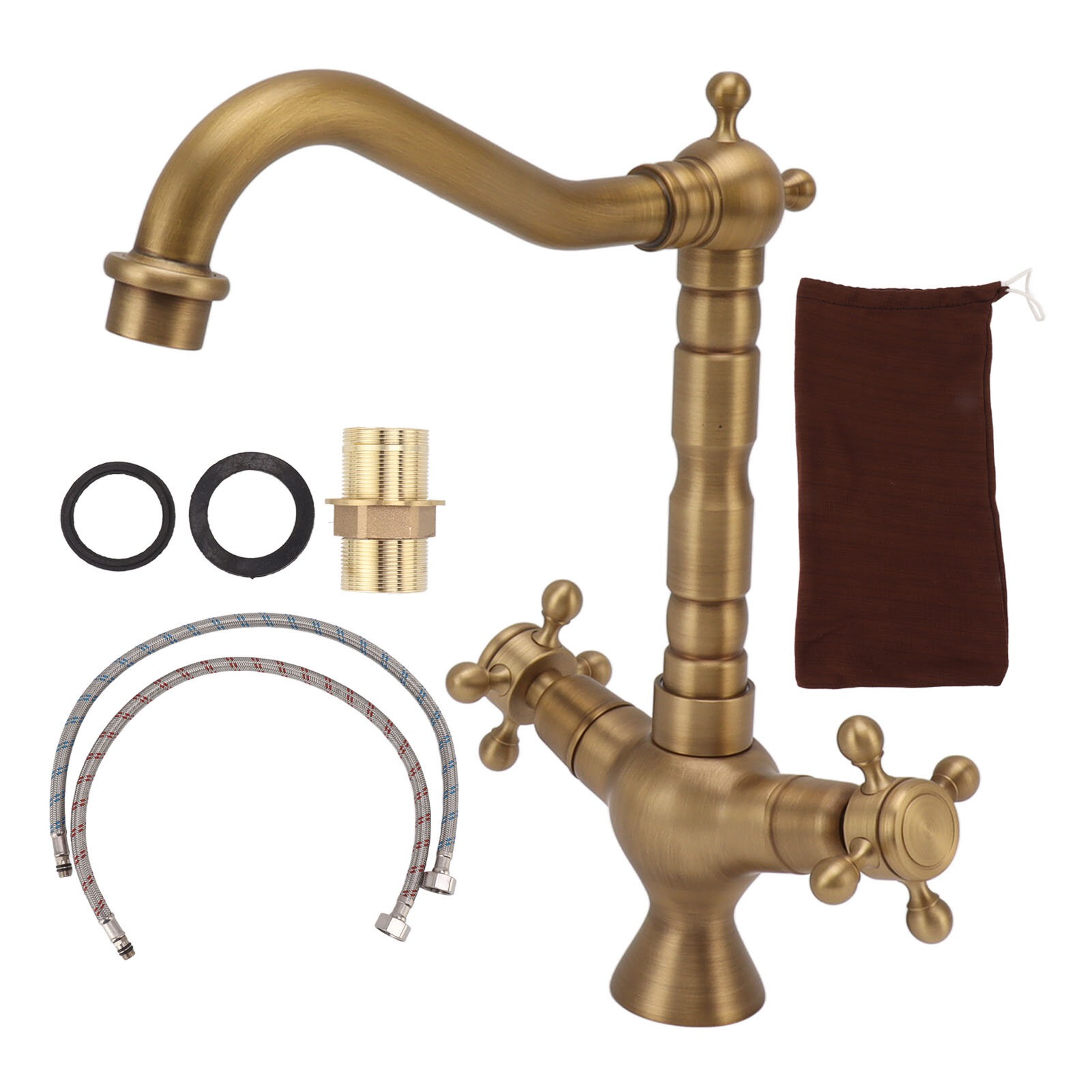 Смеситель ретро -бассейна в европейском стиле с двойной ручкой медной и холодной нажатой для ванной комнаты для ванной комнаты